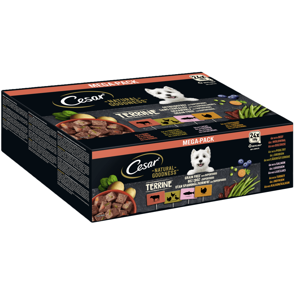 CESAR® NATURAL GOODNESS™ Terrine, 4 Varietäten Rind, Geflügel, Lachs ...